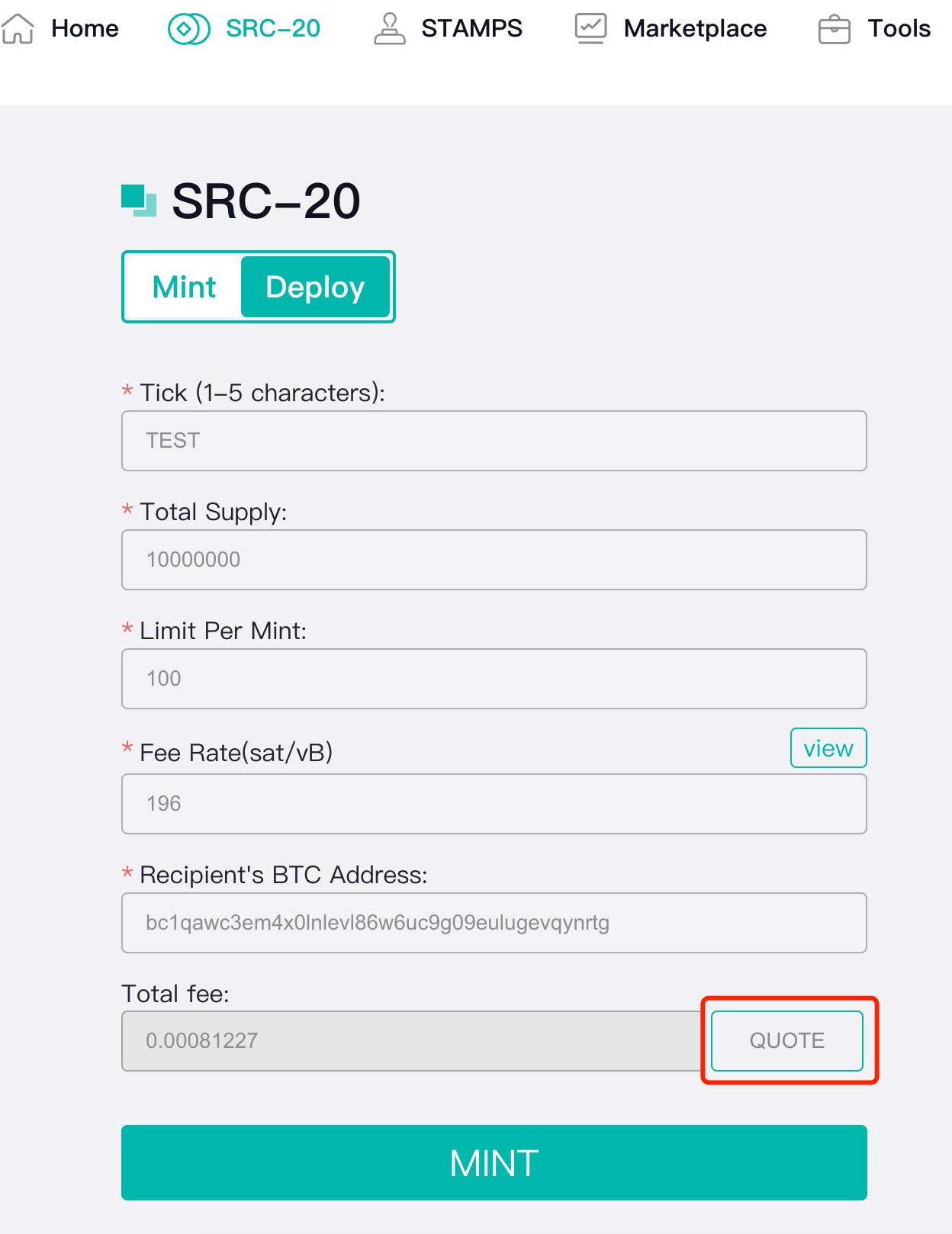 Deploy SRC20 Tokens - OpenStamp
